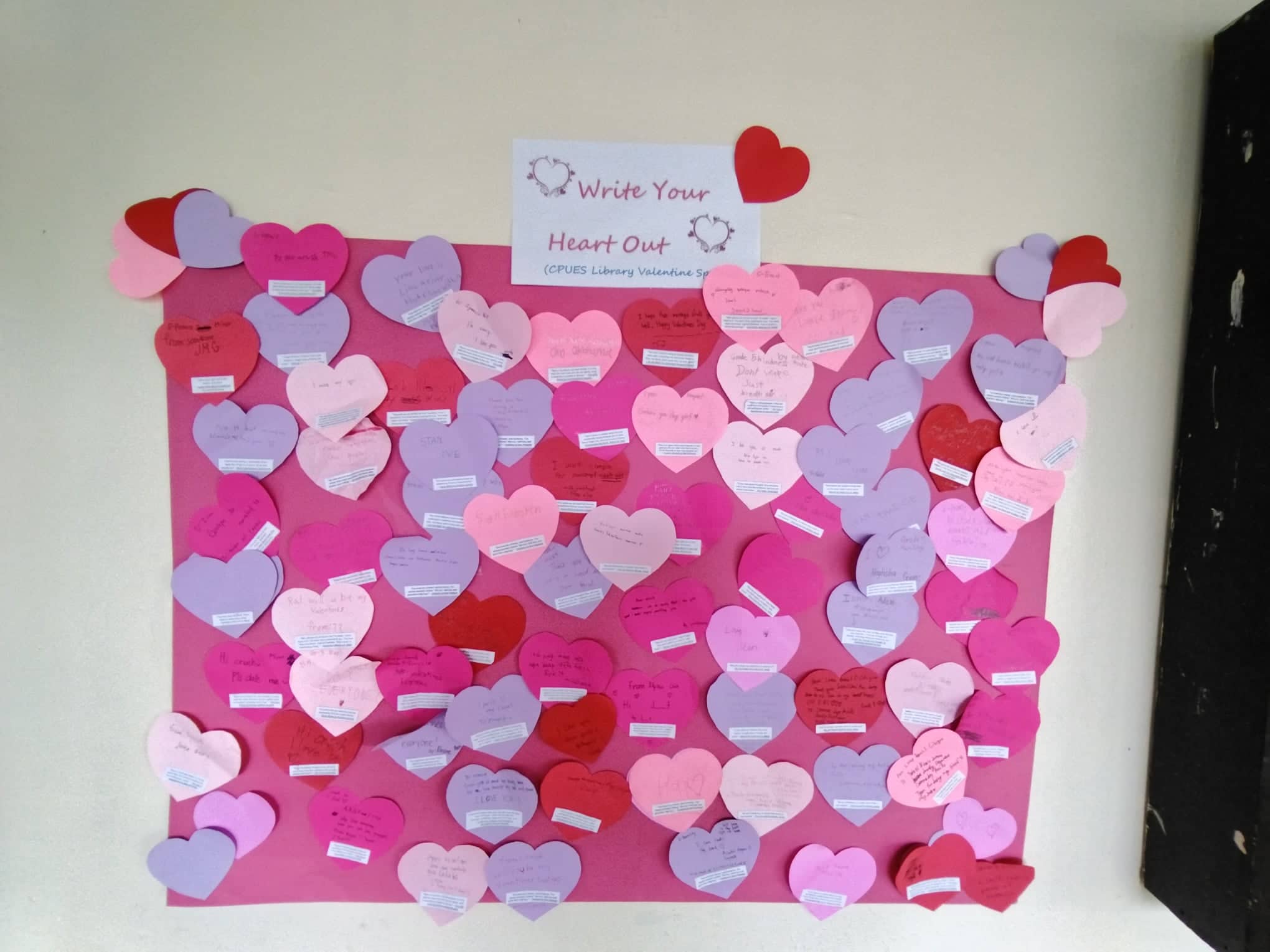 CPU Elementary Library Valentines Day activity: Write your heart out ...